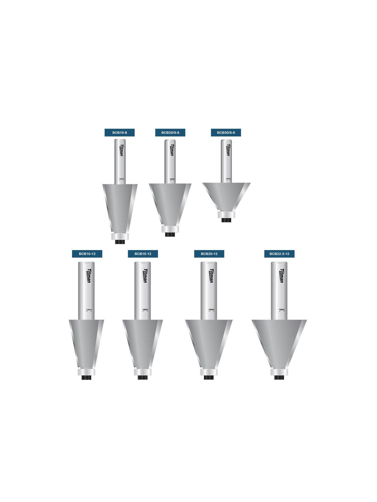 Bevel cutter 10° S12mm with bearing and high cutting length Titman